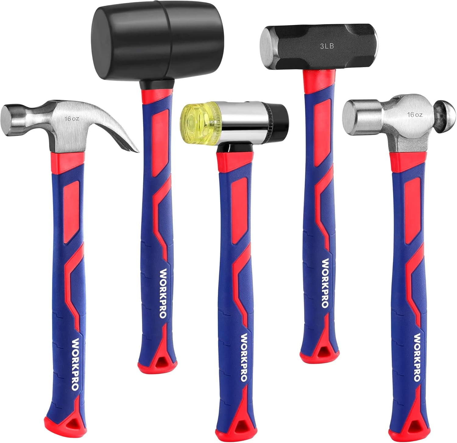 5-Piece forge/Polish Steel Head, Fiberglass Handle Set - 32oz Rubber ...