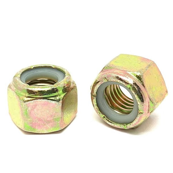 (5 Pieces) 1"-14 Grade 8 Hex Nylon Insert Lock Nuts Zinc Yellow ...