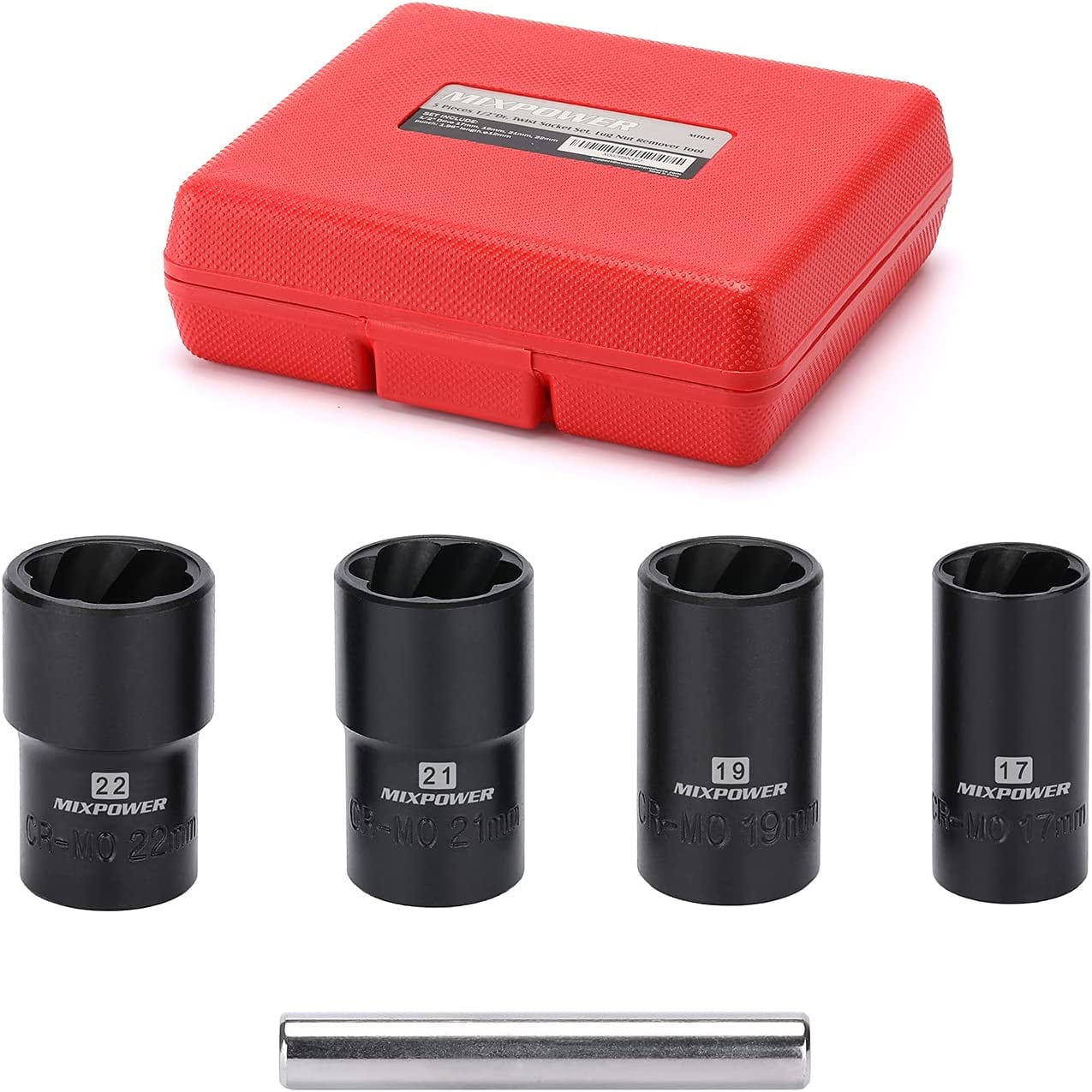5 Pieces 1/2" Drive Nut and Bolt Extractor Set, Lug Nut Remover ...