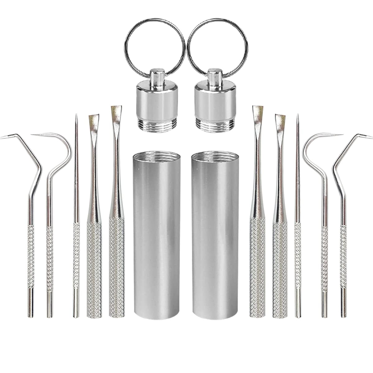 5 Pieces 2 Set Portable Metal ToothpicksReusable Stainless Steel Tooth ...