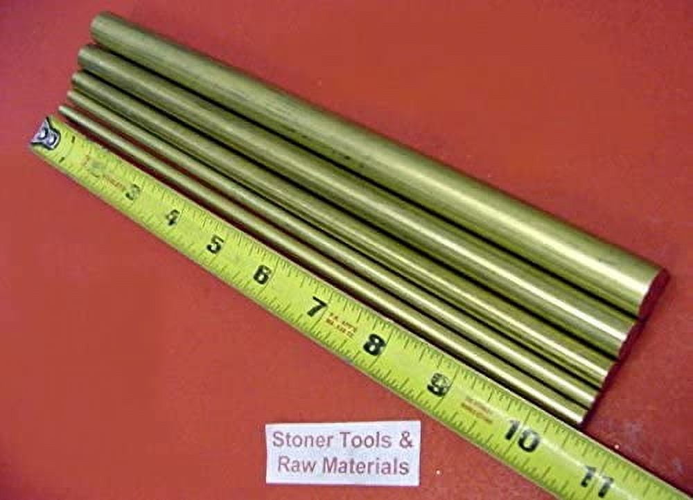 5 Pieces 2 pc /4"& pc of 3/8", /2" & 5/8" 360 BRASS SOLID ROUND ROD 10. ...