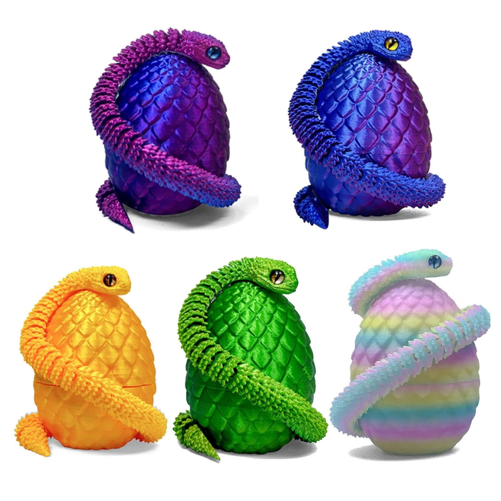 5 Pieces 3D Printed Snake Egg Set Movable Snake Easter Egg Easter Gift ...