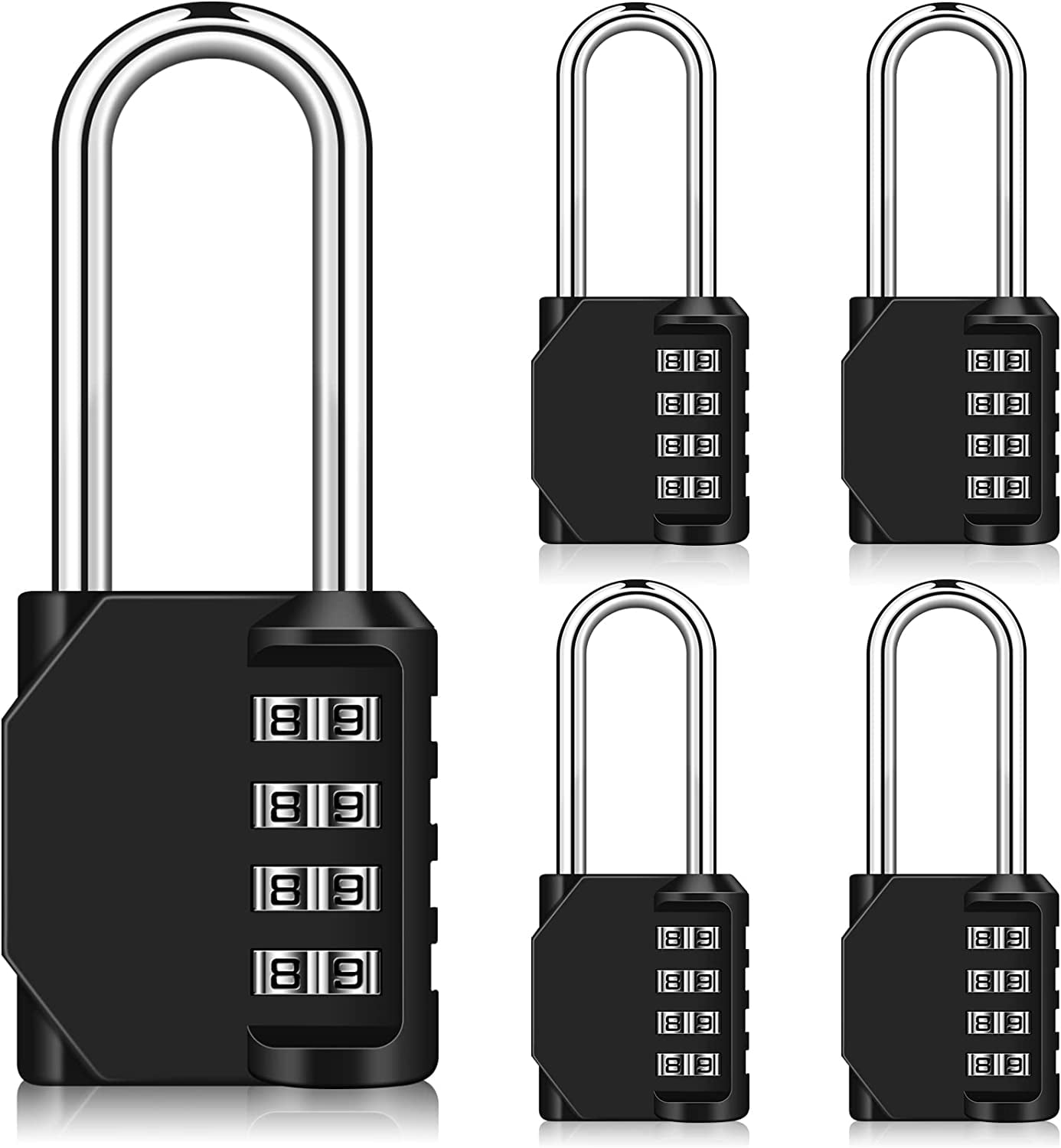 5 Pieces 4 Digit Combination Locks Combo Locks Long Number Locks ...