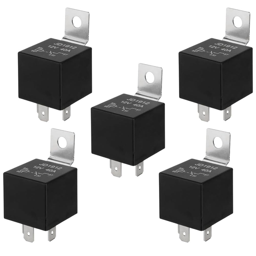 5 Pieces 4 Pin Car Relay, 12V 40A SPST Automotive Relay with Metal ...