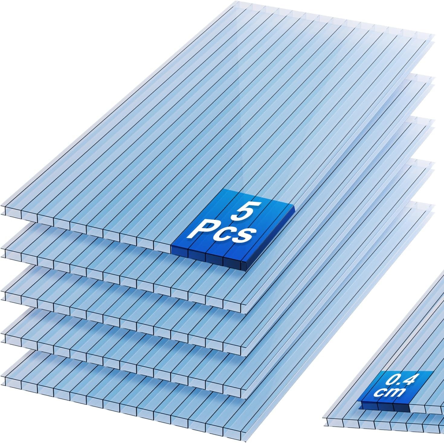 5 Pieces 4' x 2' x 0.16'' Polycarbonate Greenhouse Panels Twin-Wall ...