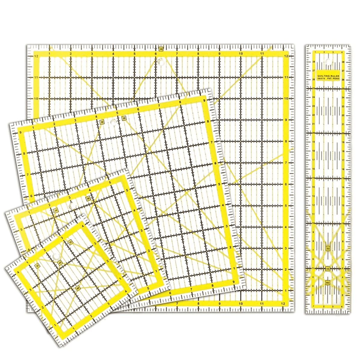 5 Pieces Acrylic Quilting Rulers,Square Sewing Rulers Fabric Cutting ...