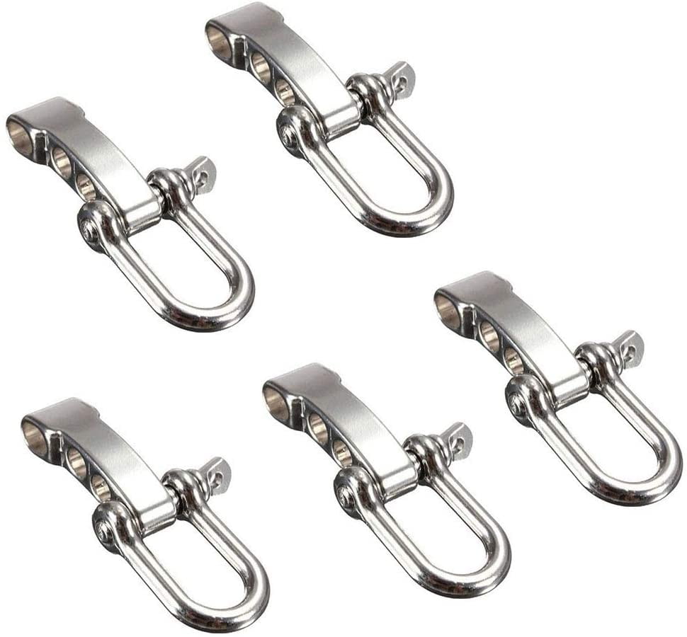 5 Pieces Adjustable Steel D Shackles Buckle Sets Stainless Steel U ...