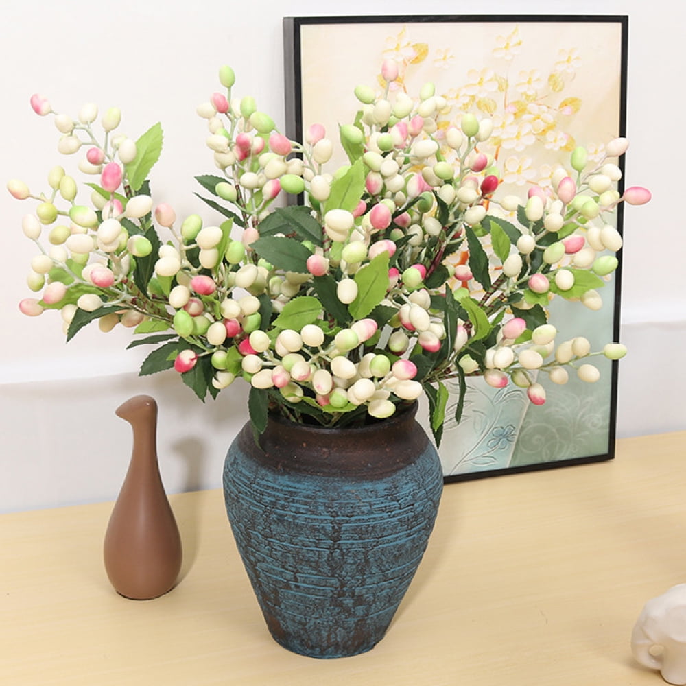 5 Pieces Artificial Christmas Berry Picking Berry Branches Holly Leaves ...