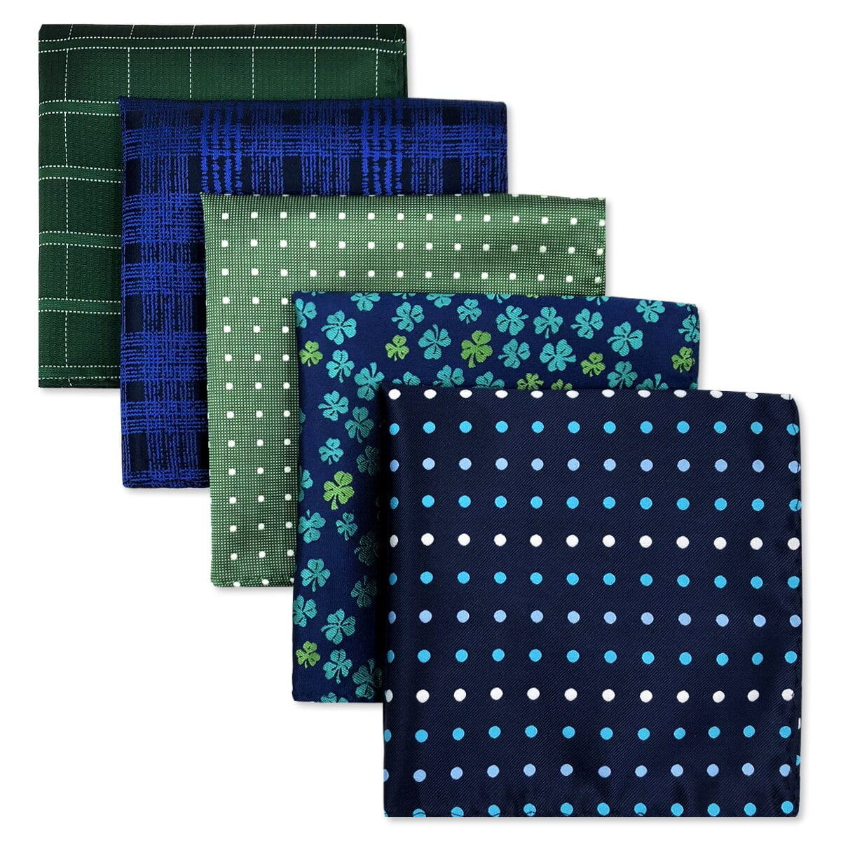 5 Pieces Assorted Mens Silk Pocket Square Handkerchiefs Set 01 ...