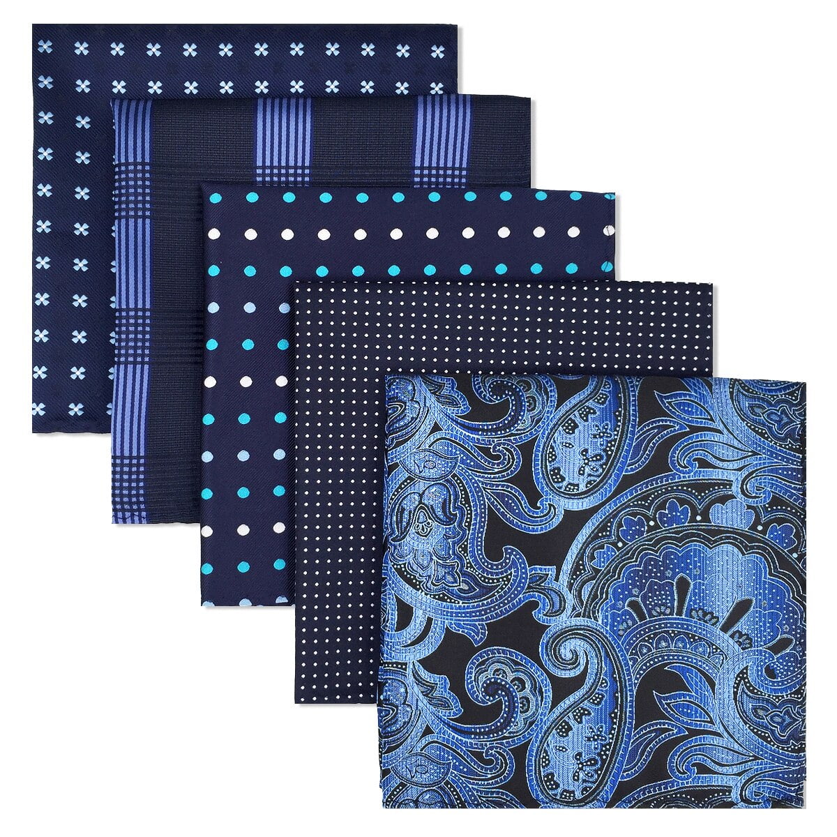 5 Pieces Assorted Mens Silk Pocket Square Handkerchiefs Set 13 ...