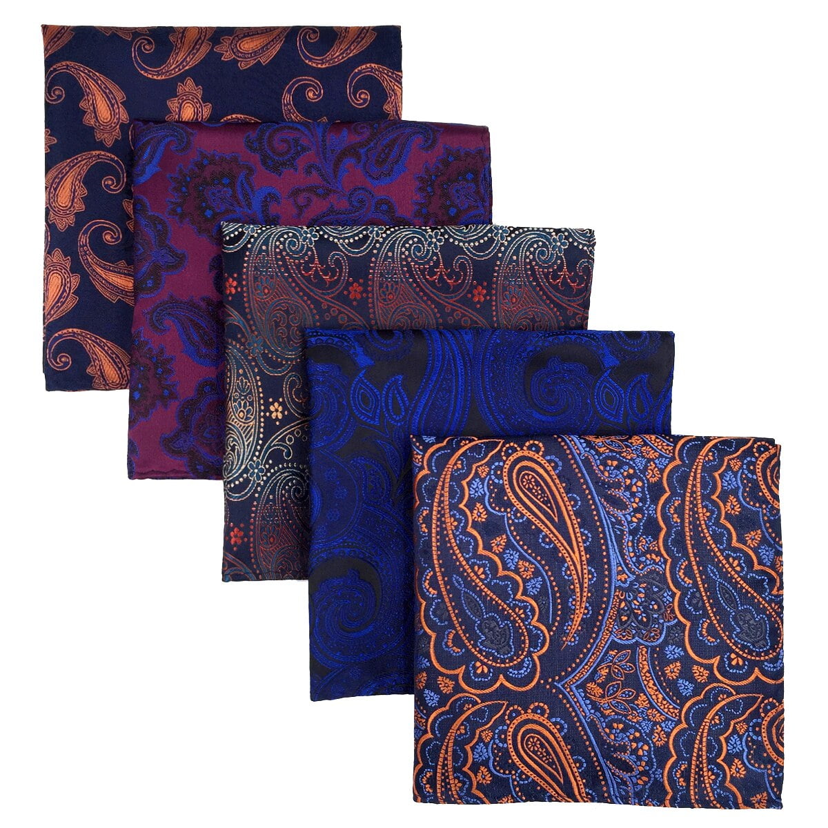5 Pieces Assorted Mens Silk Pocket Square Handkerchiefs Set 19 ...