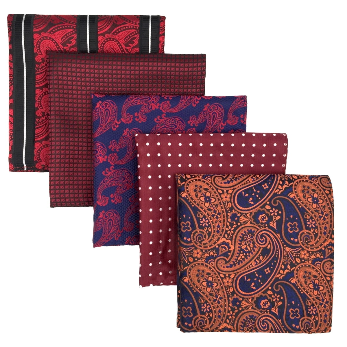 5 Pieces Assorted Mens Silk Pocket Square Handkerchiefs Set 21 ...