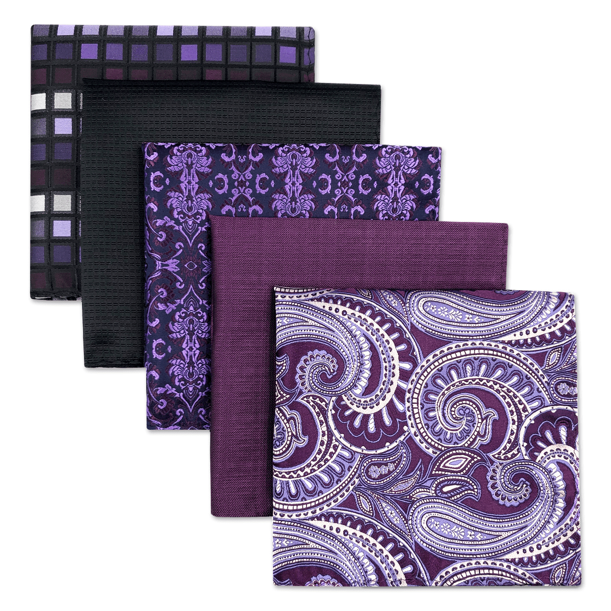 5 Pieces Assorted Mens Silk Pocket Square Handkerchiefs Set 39 ...