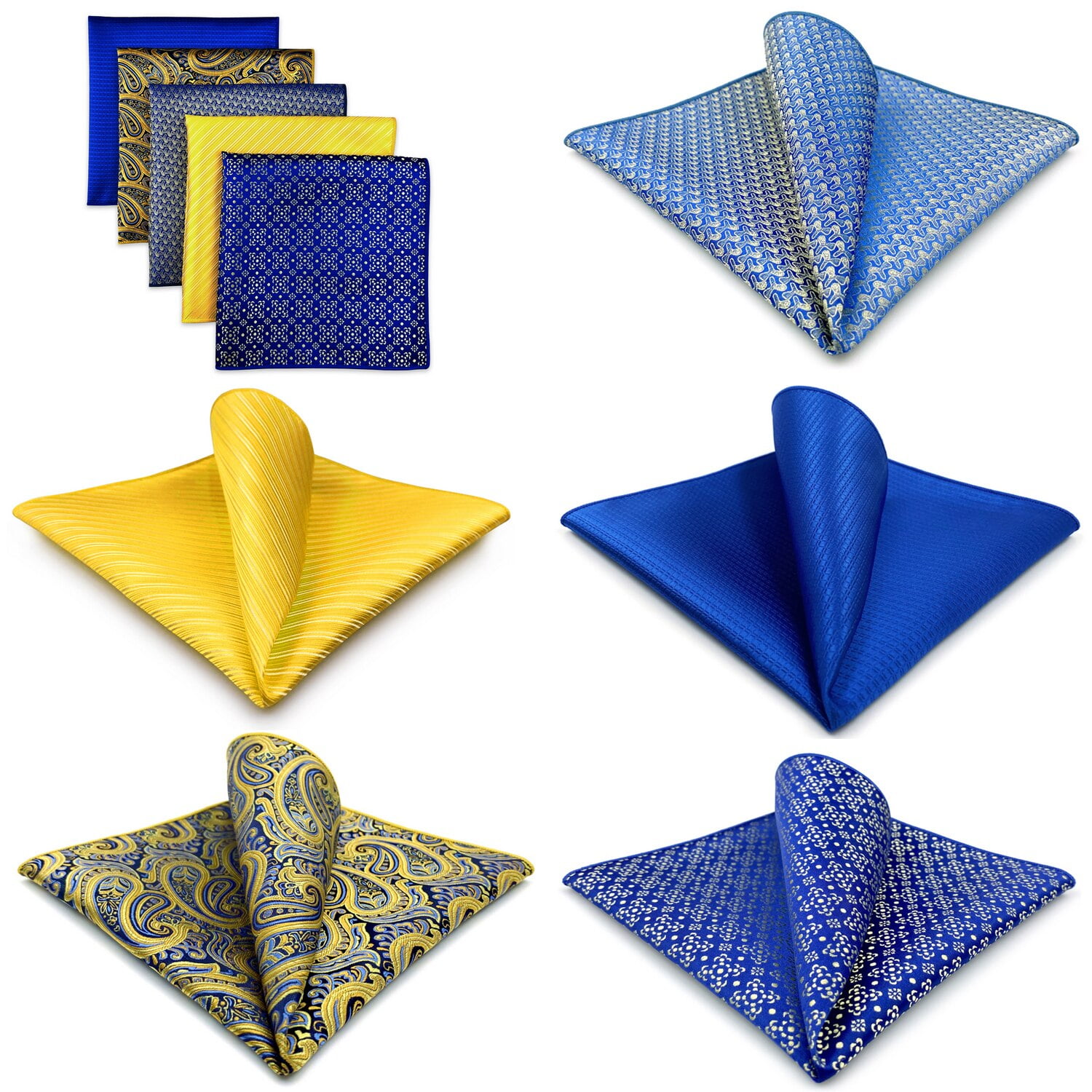 5 Pieces Assorted Mens Silk Pocket Square Handkerchiefs Set 73 ...
