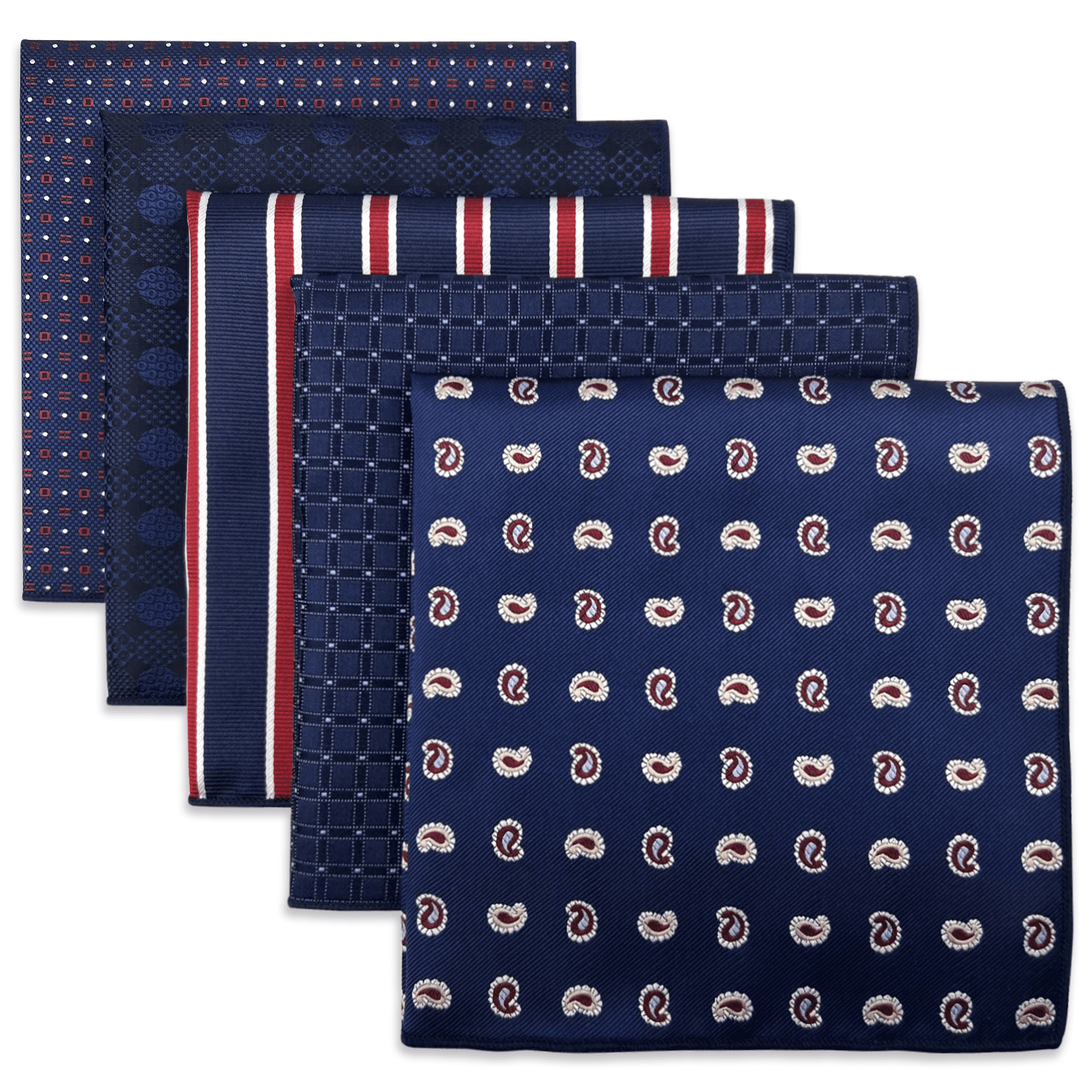 5 Pieces Assorted Mens Silk Pocket Square Handkerchiefs Set 78 ...