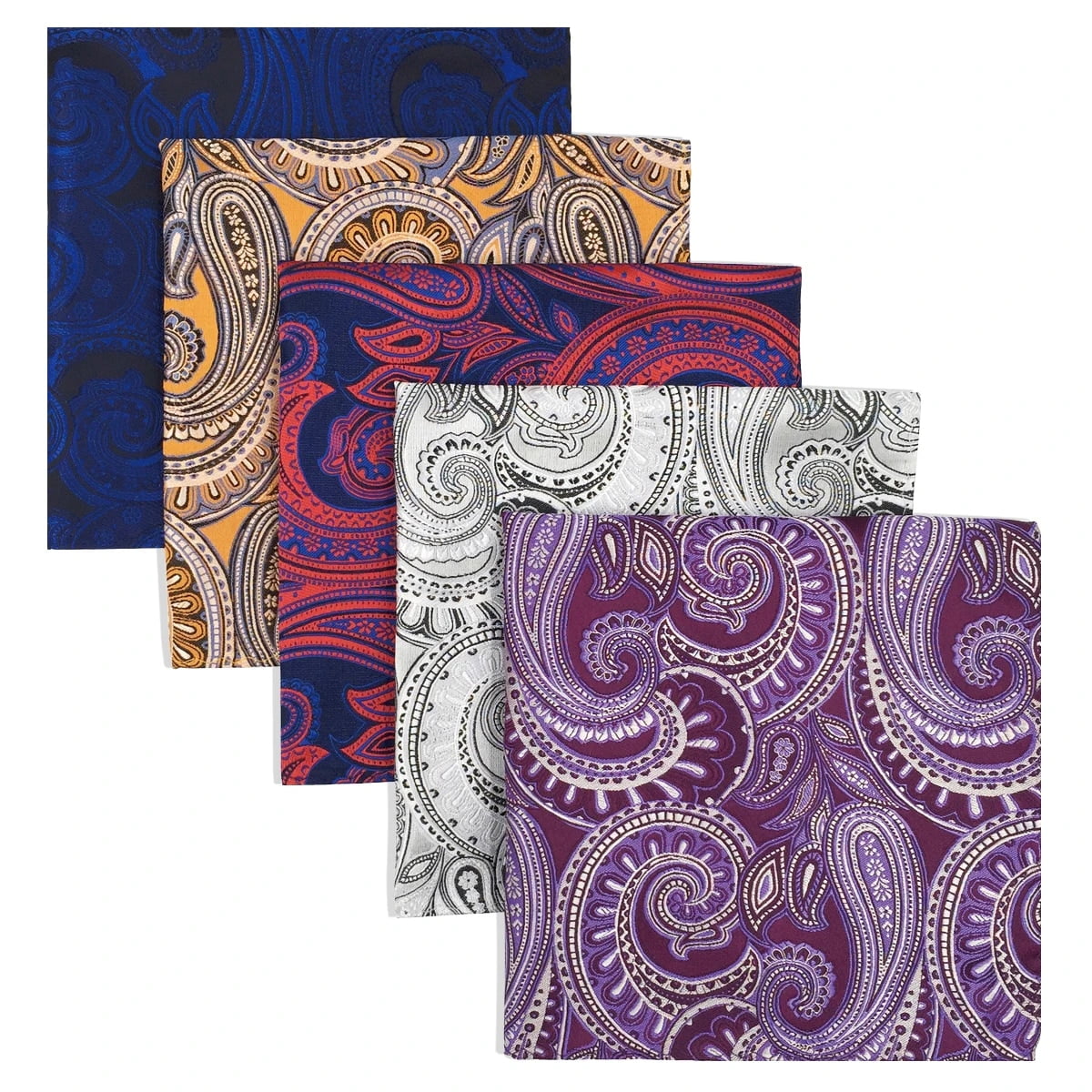 5 Pieces Assorted Mens Silk Pocket Square Handkerchiefs Set Lot 10 ...
