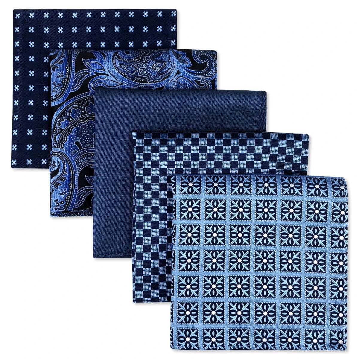 5 Pieces Assorted Mens Silk Pocket Square Handkerchiefs Set Lot 11 ...