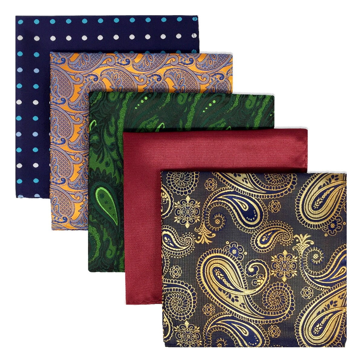 5 Pieces Assorted Mens Silk Pocket Square Handkerchiefs Set Lot 17 ...
