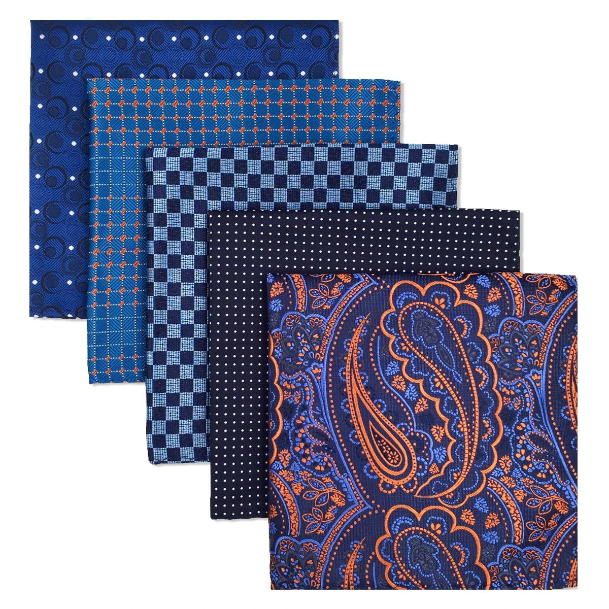 5 Pieces Assorted Mens Silk Pocket Square Handkerchiefs Set Lot 25 ...