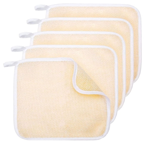 5 Pieces Bath Exfoliating Face and Body Wash Cloths Towel Weave Bath ...
