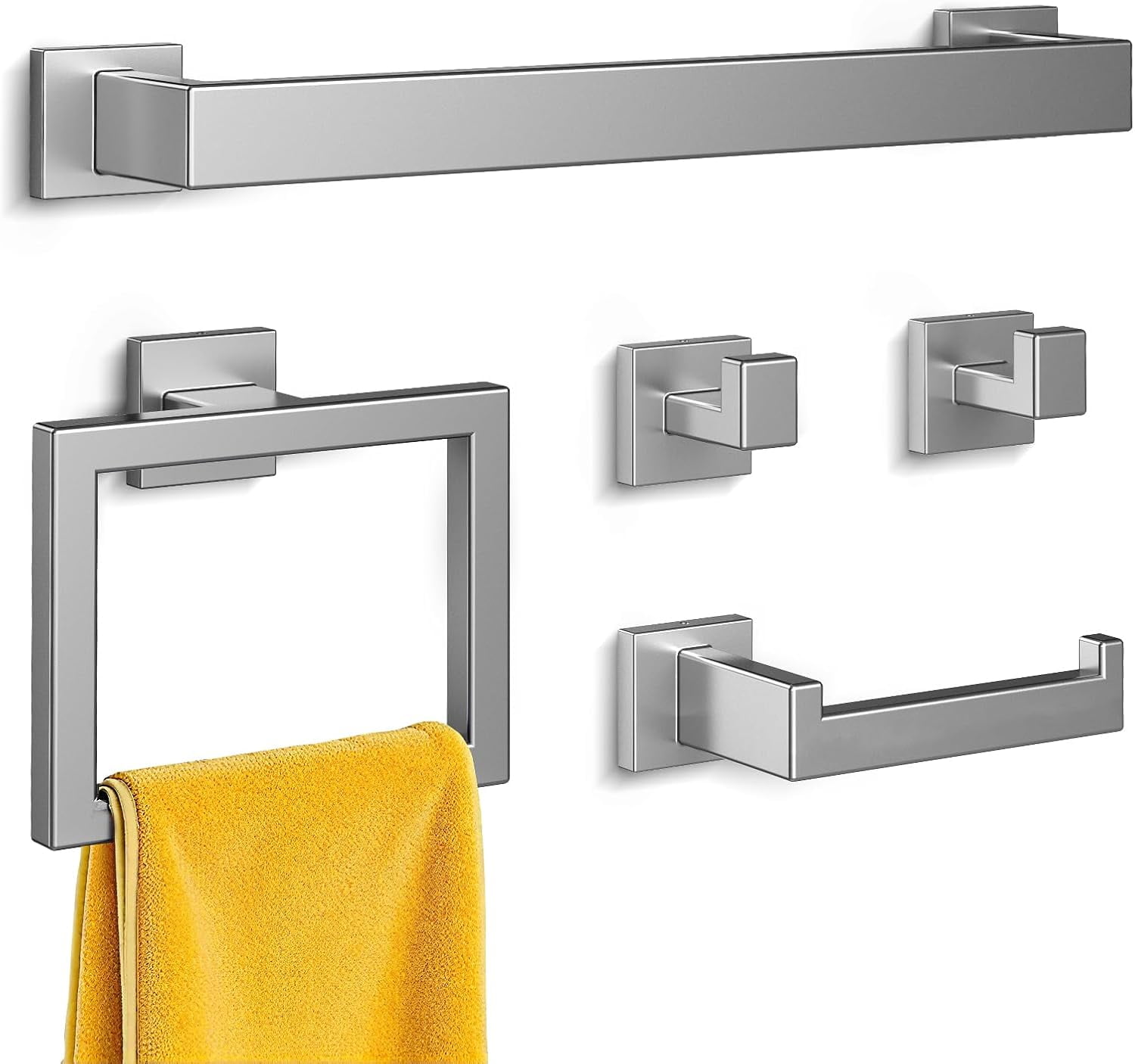 5-Pieces Bathroom Hardware Set & Accessories, Rustproof Towel Racks for ...