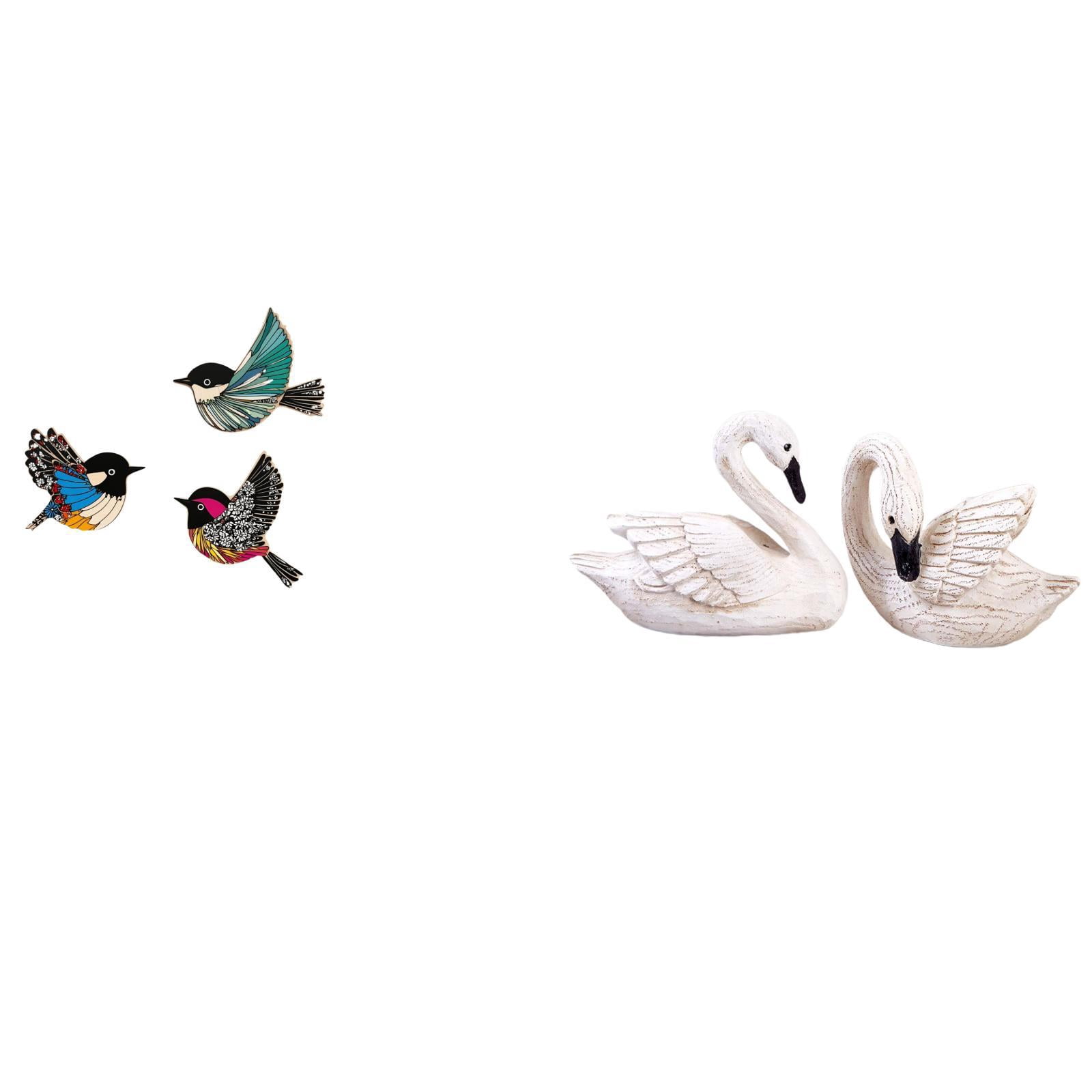 5 Pieces Bird Wall Hanging Wooden Swan Figurine Resin Material for ...