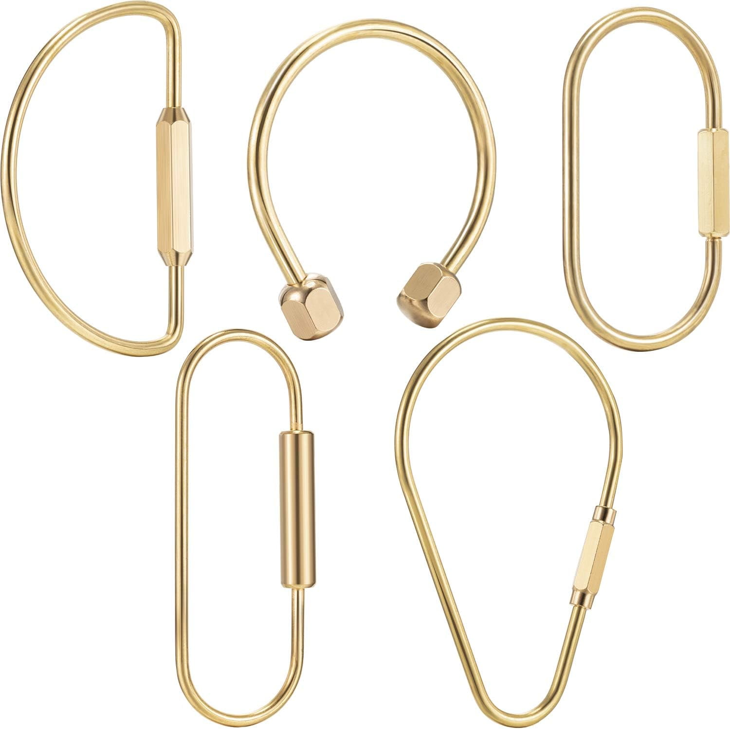 5 Pieces Brass Screw Lock Keychain Simple Brass Key Chain Ellipse Shape ...