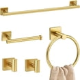 5 Pieces Brushed Gold Bathroom Hardware Set Towel Bar Set Stainless ...