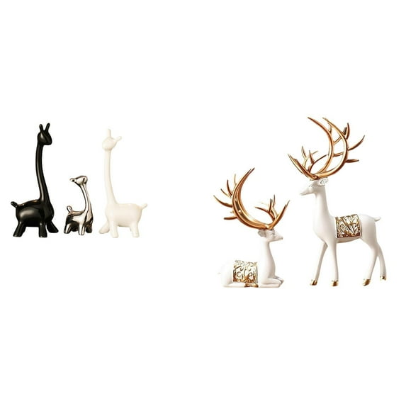 5 Pieces Ceramic Giraffe Statue Reindeer Figurine Elk Deer Sculpture ...