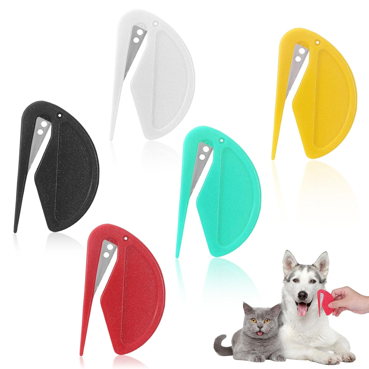 5 Pieces Colorful Pet Knotting Comb Set, Small Plastic Cat Hair Removal ...