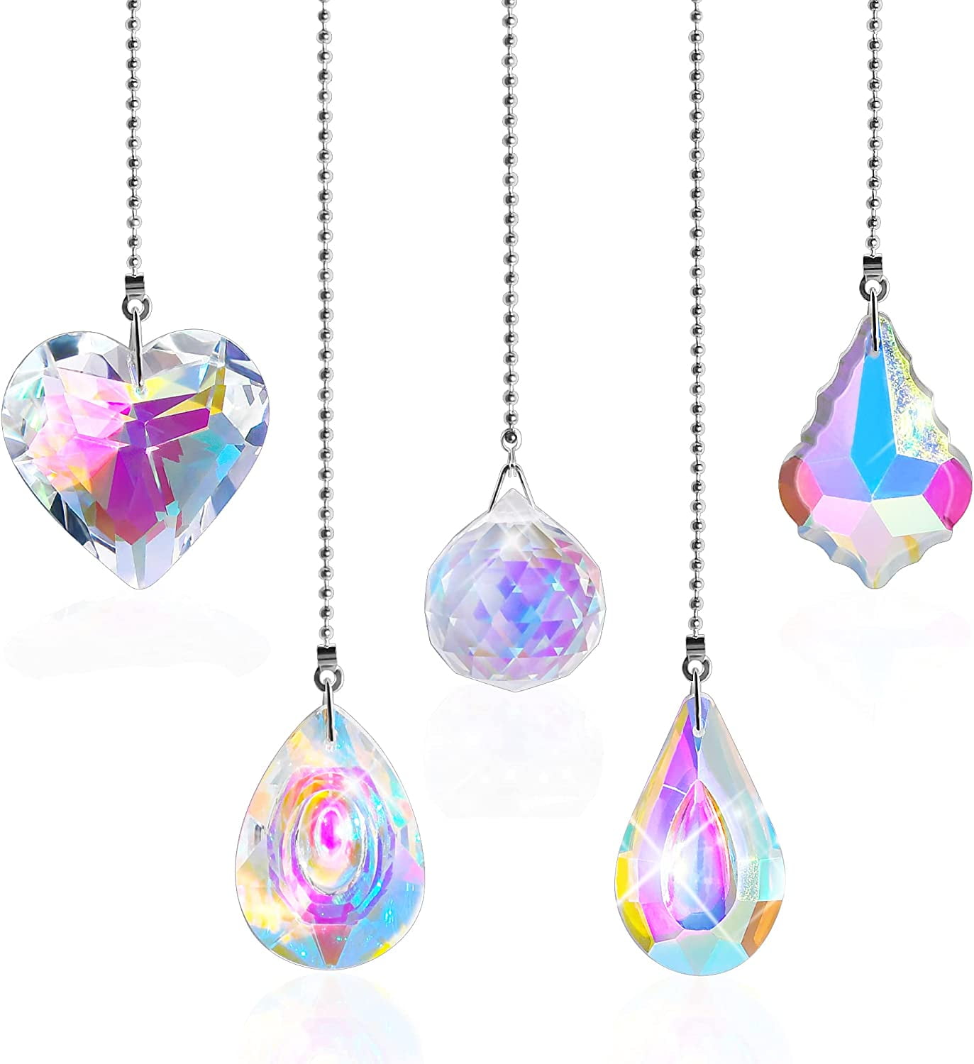 5 Pieces Crystal Ceiling Fan Pull Chain, Rainbow Maker Fan Pulls ...