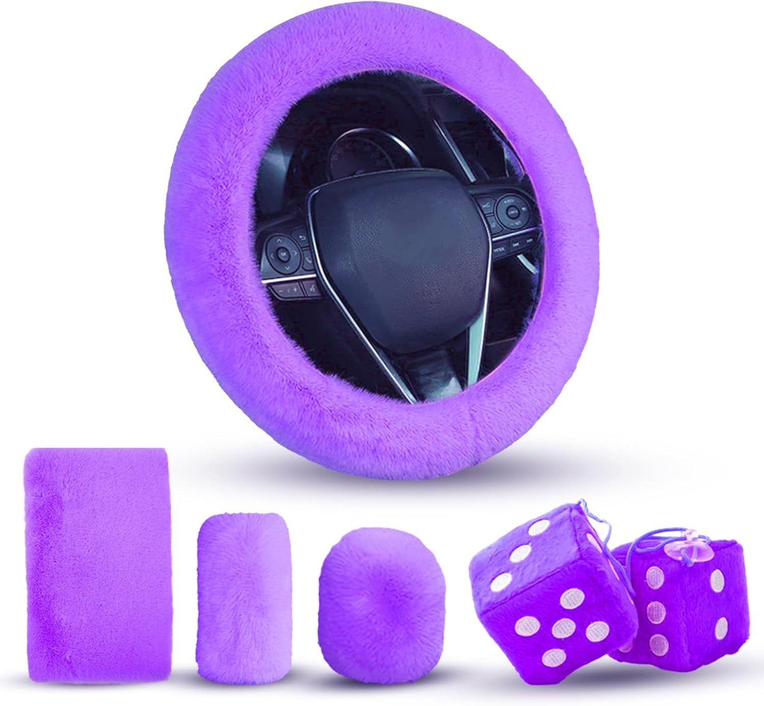 Customer reviews for 5 Pieces Cute Fluffy Steering Wheel Cover Set ...