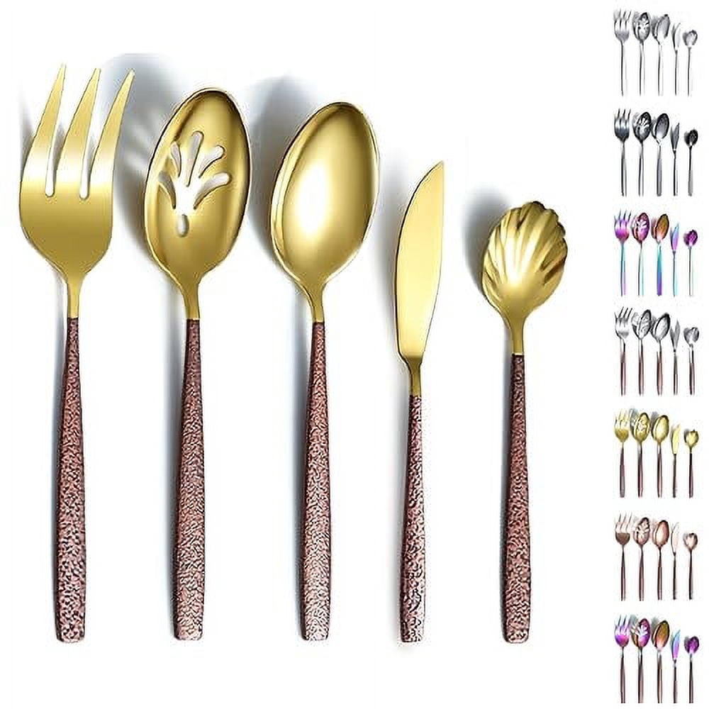 5 Pieces Cutlery Serving Set, Stainless Steel Flatware Serving Set ...