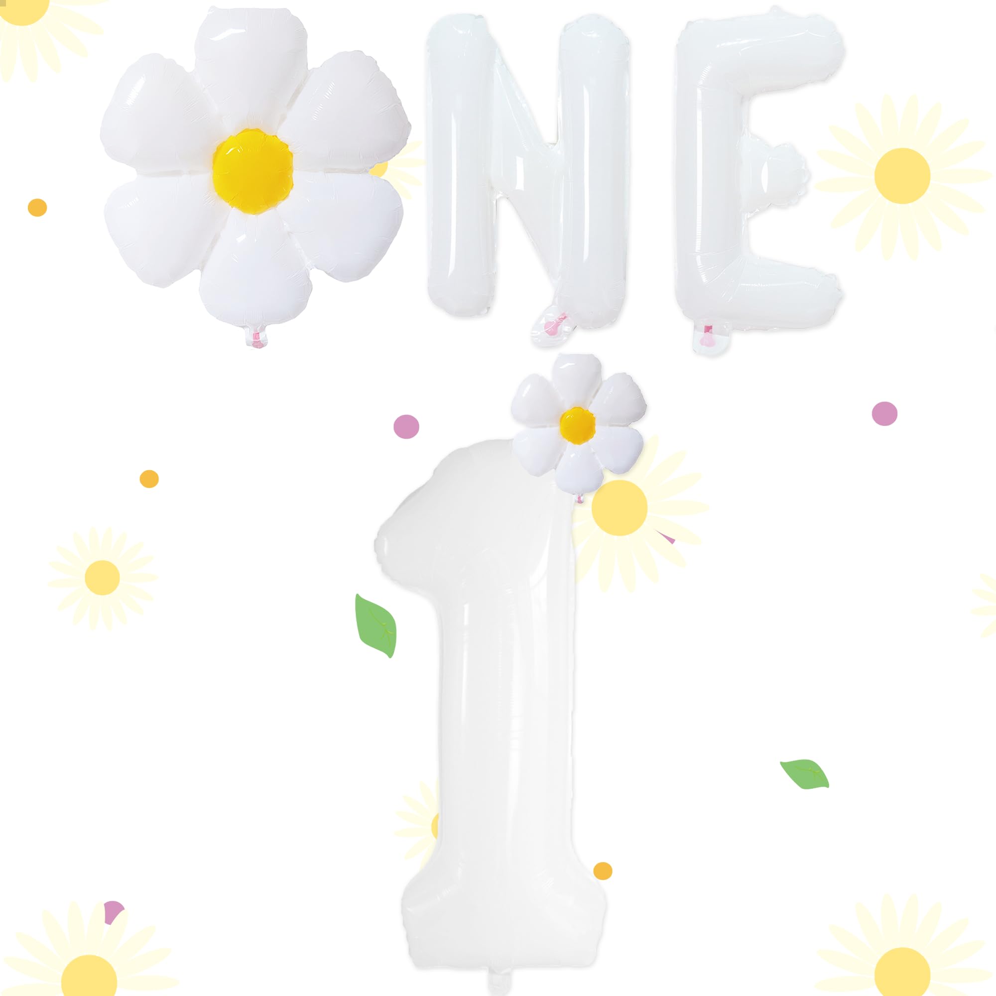 5 Pieces Daisy Balloons, White Flower Balloons for Daisy Party ...