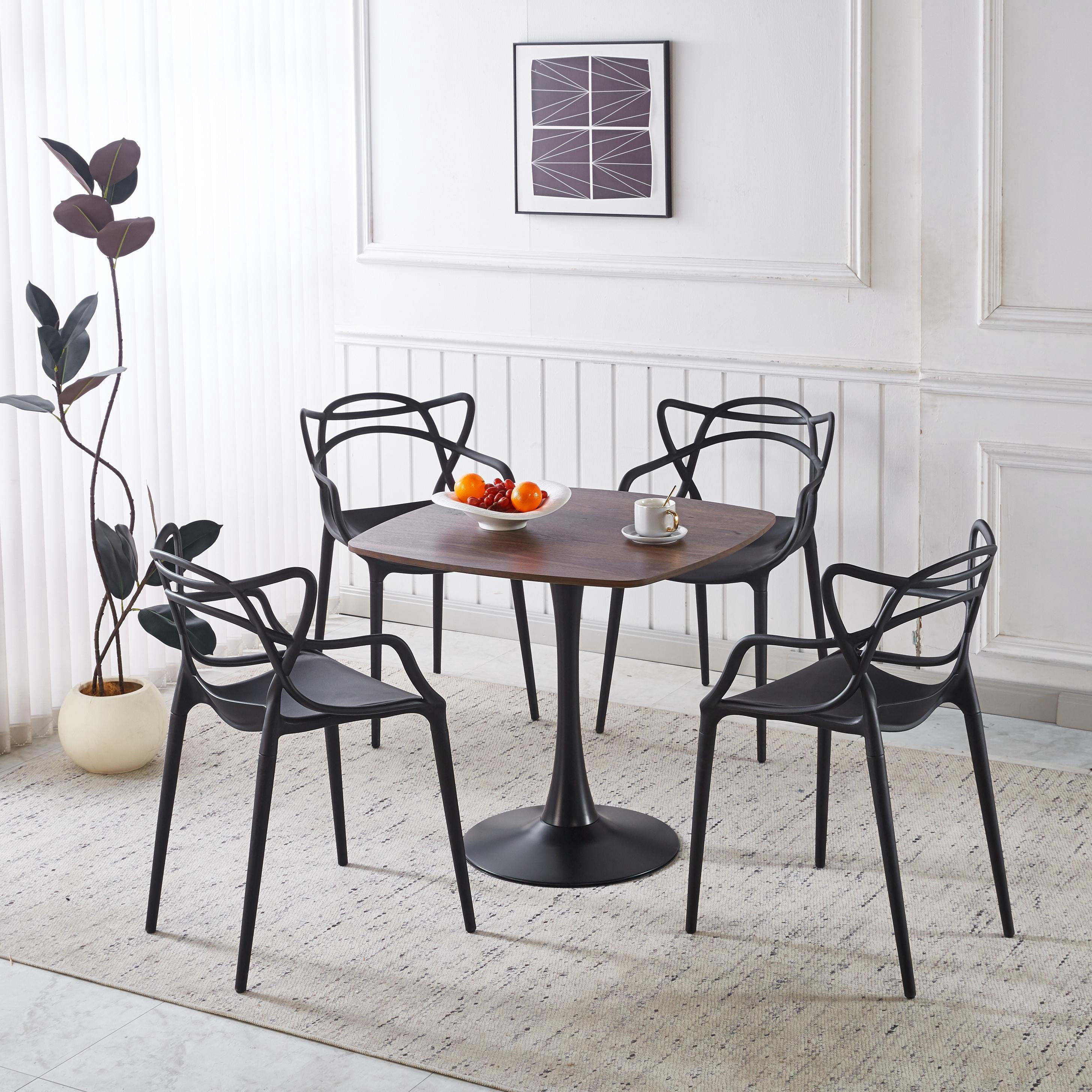 5 Pieces Dining Set, Stackable Dining Chairs Set of 4 with 31.5'' Mid ...