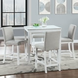 5 Pieces Dining Table Chair Set, Modern Wooden Luxury Kitchen Height ...