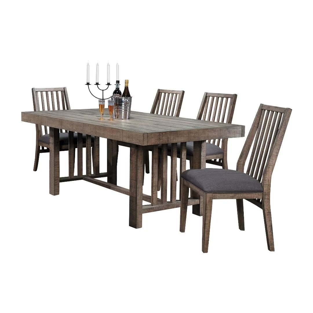 5 Pieces Dining Table Set, Rectangle Wooden Dining Table with 4 Padded ...