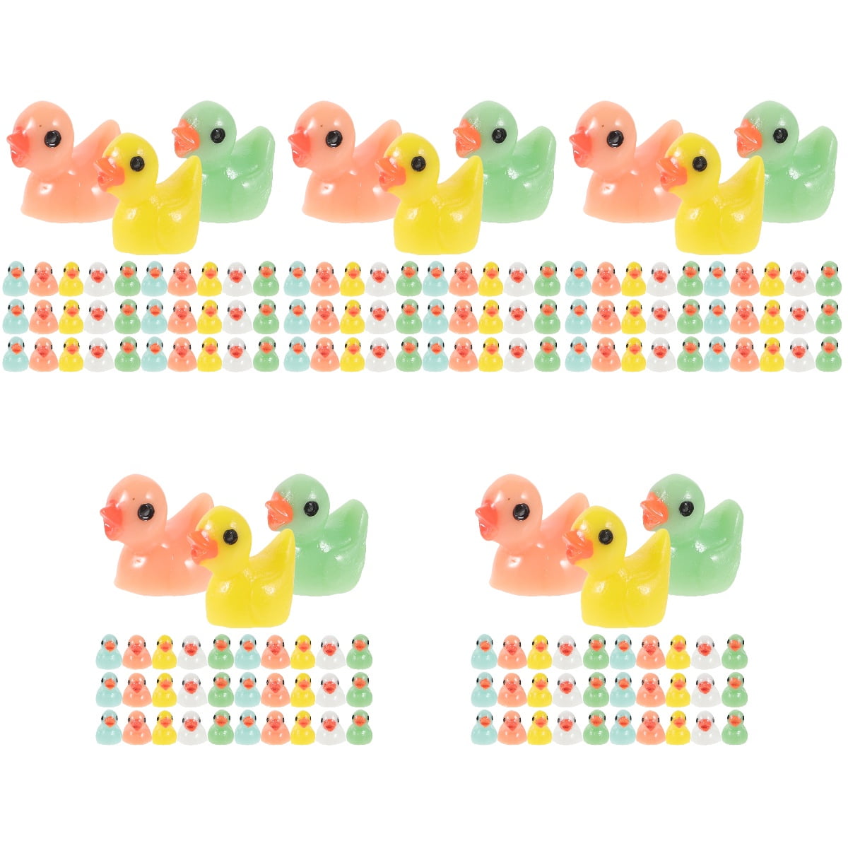 5 Pieces Ducks for Ducking Mini Light up Miniature Garden Sculptures ...