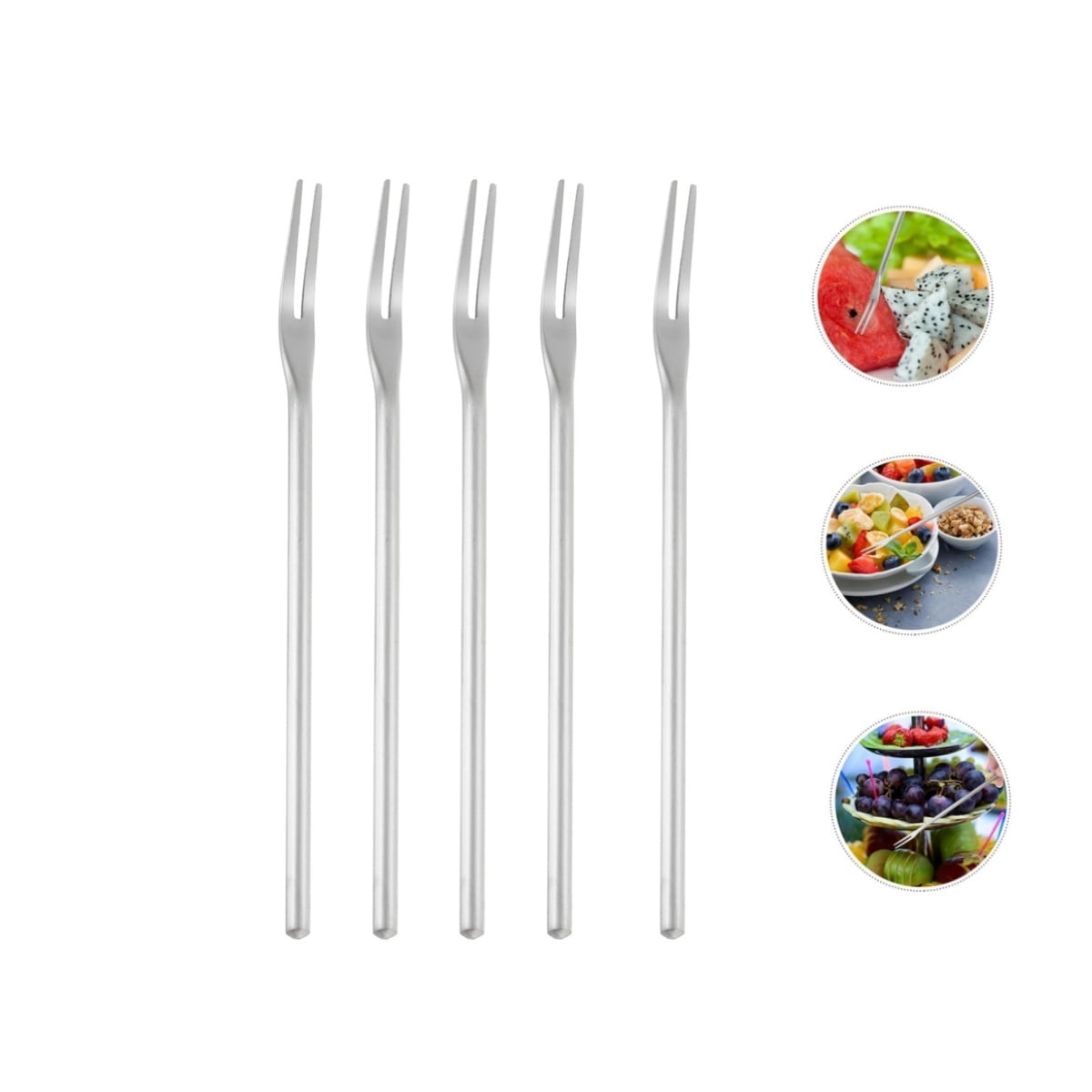 5 Pieces Durable 2-Tine Fork,HXRH Reusable Long Handle Pickle Fork for ...