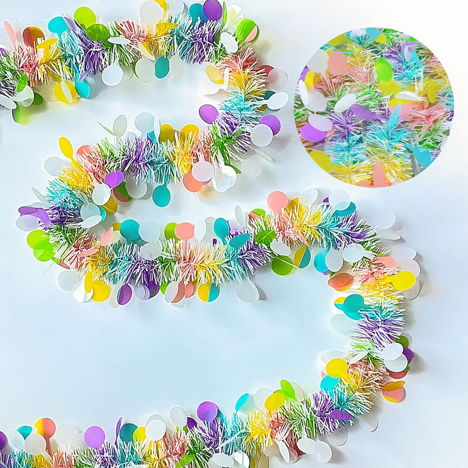 5 Pieces Easter Tinsel Garland 32.8 ft Colorful Fringe Garlands Easter Hanging Easter Egg ...