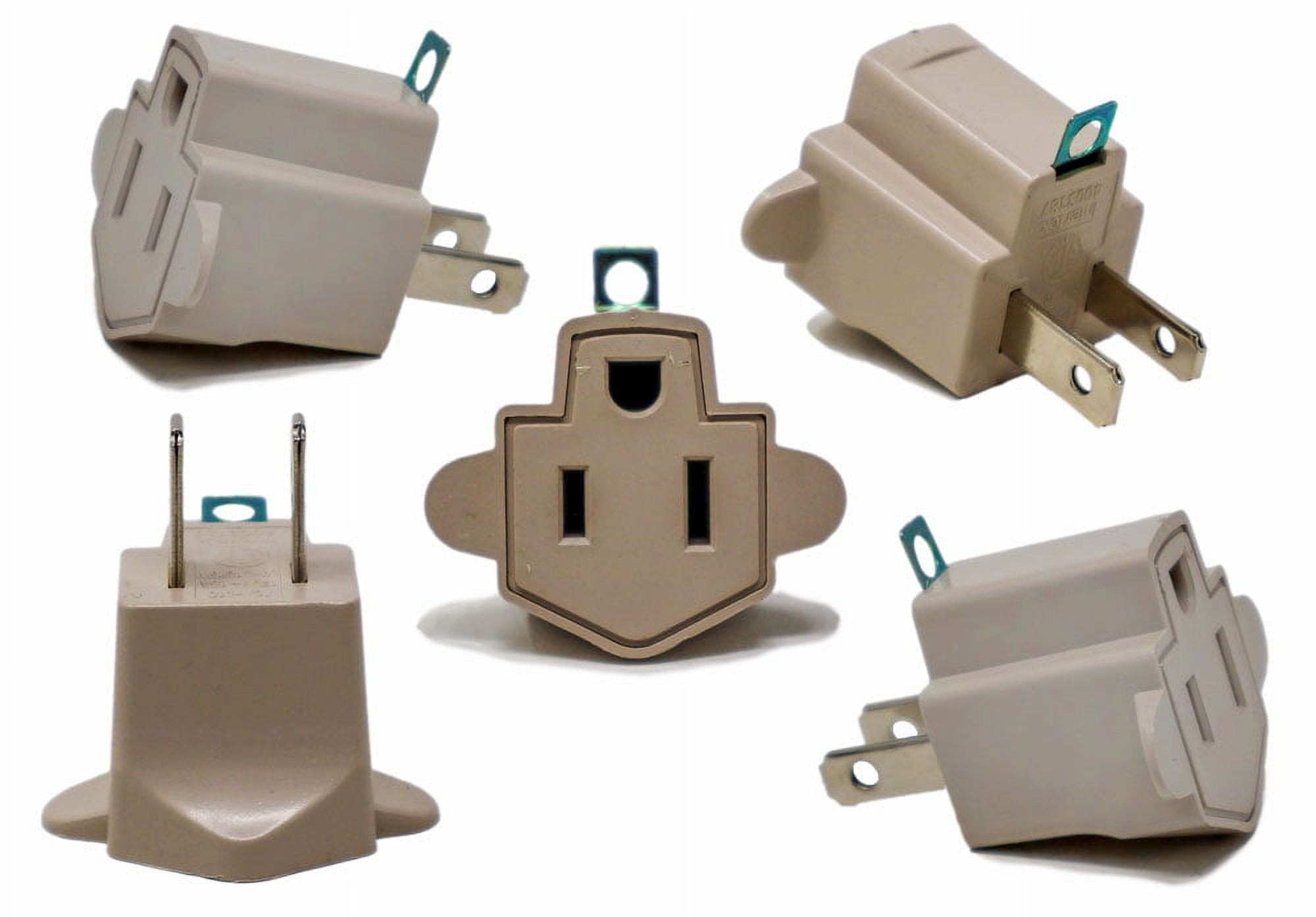 Nippon America Grounding Plug Adapter, 5 Pieces, 3-Prong to 2-Prong ...