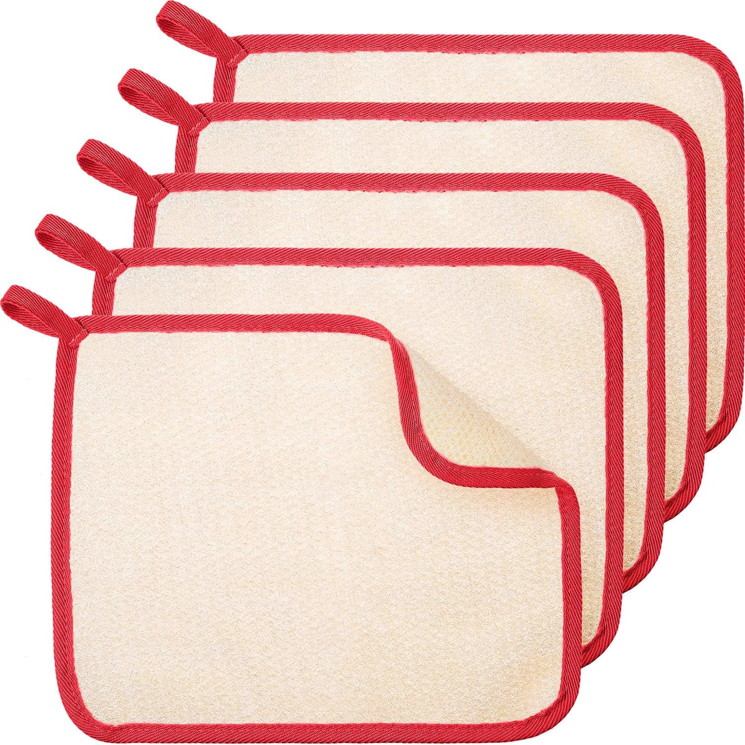 5 Pieces Exfoliating Face and Body Wash Cloths Towel Weave Bath Cloth ...