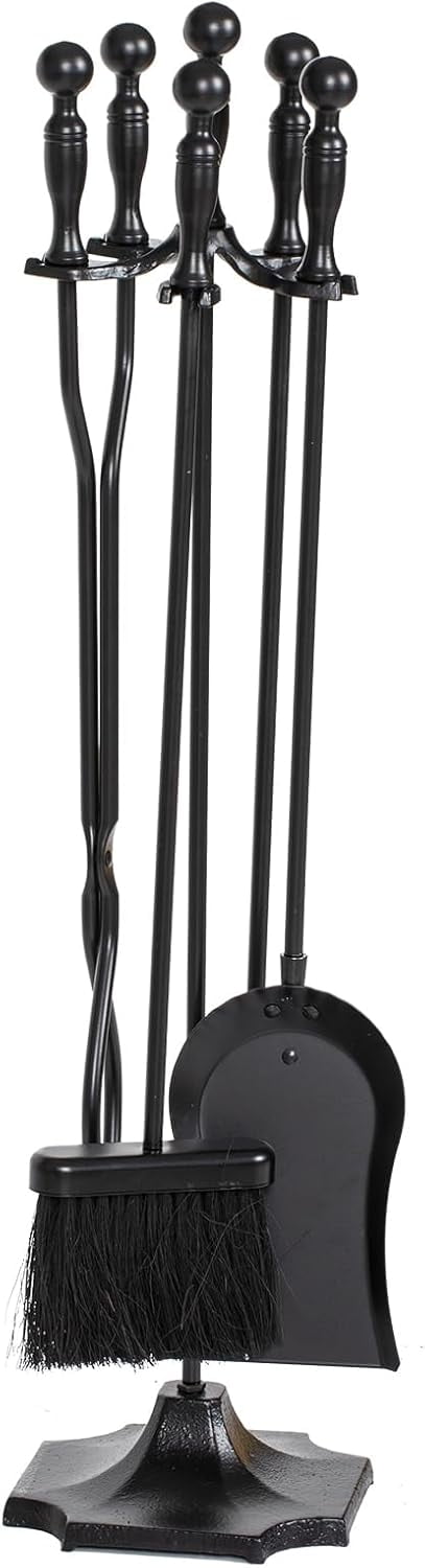 5 Pieces Fireplace Tools Set, Heavy Duty Wrought Iron Fireplace ...