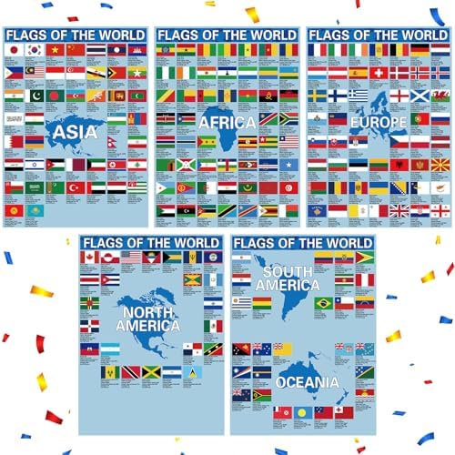 5 Pieces Flags of The World Posters World Flags Classroom Poster ...