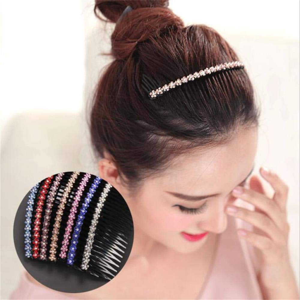 5-Piece French Side Hair Comb Clip Set, Double Comb, Decorative Beaded ...