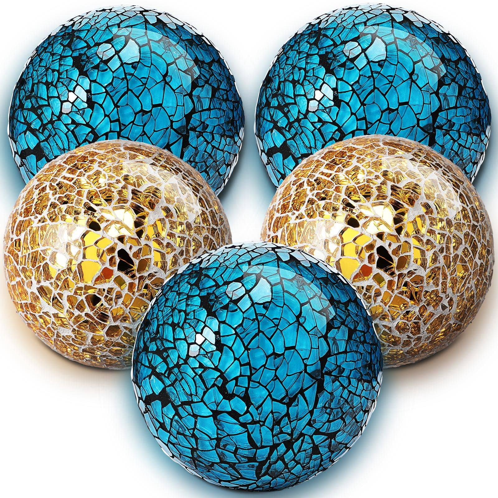 5 Pieces Glass Mosaic Sphere Decorative Balls for Centerpiece Bowls ...