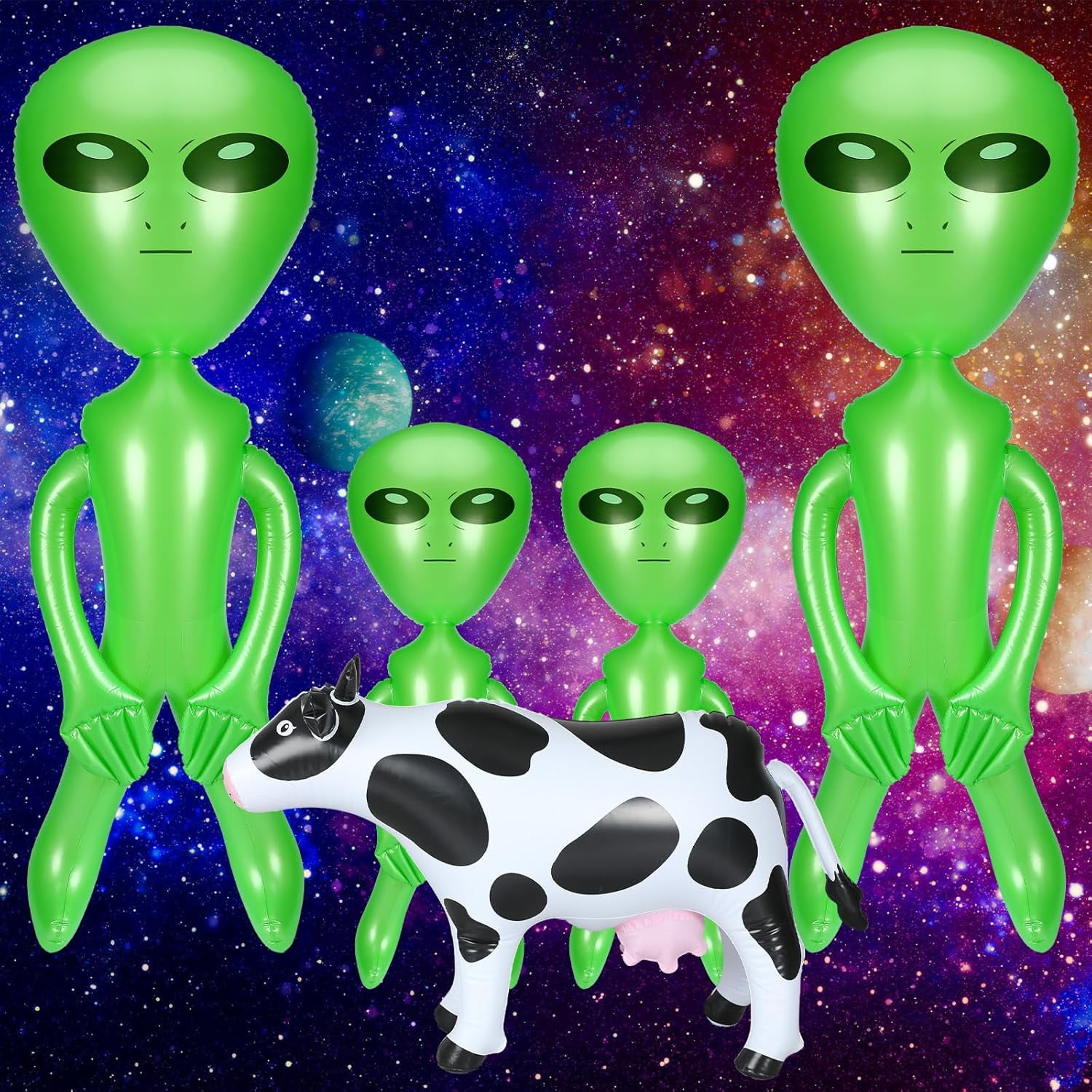 5 Pieces Halloween Inflatable Alien Balloons Set with Inflatable Cow ...