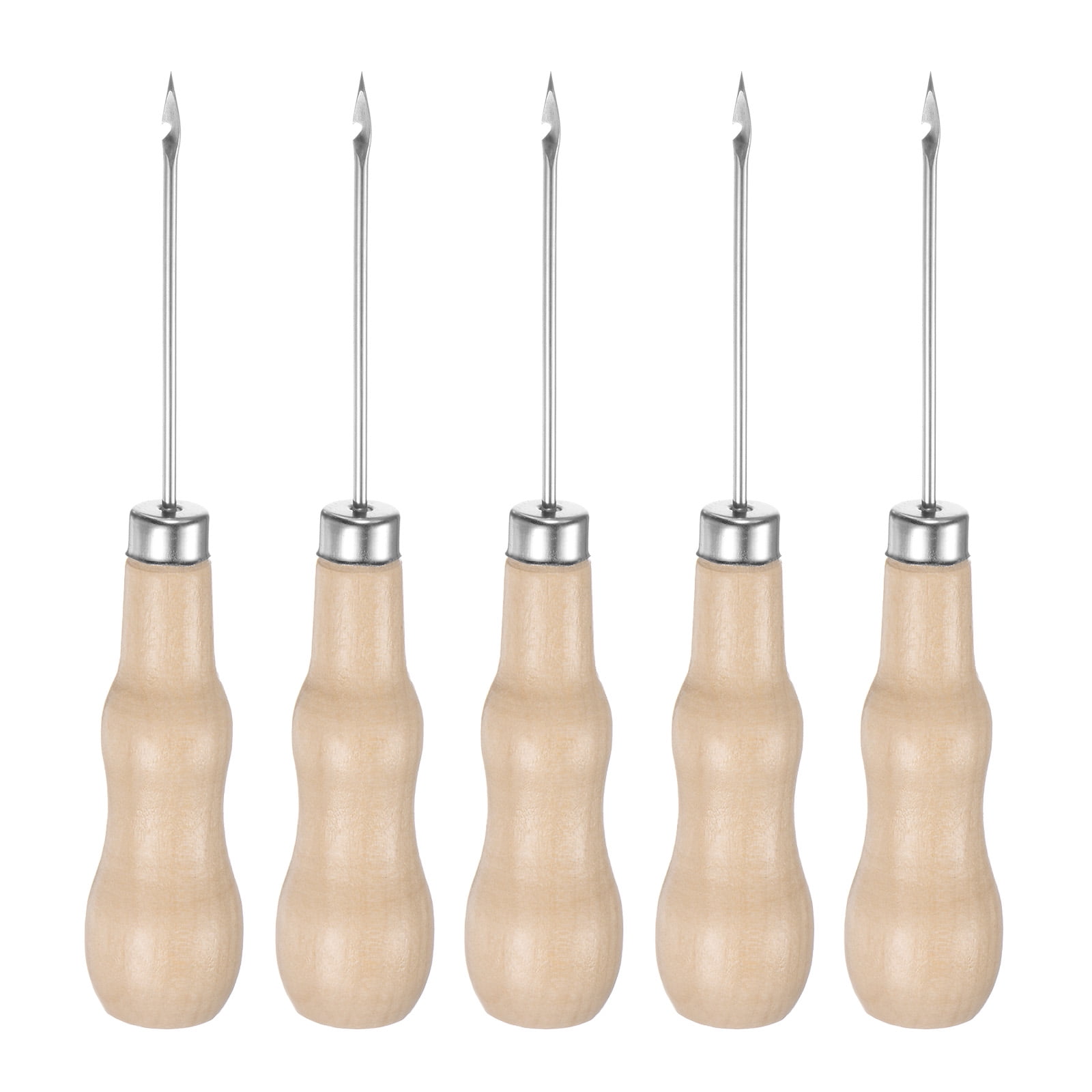 5 Pieces Handwork Sewing Awl Reed Wood Hook Head Leather Punch Hole ...