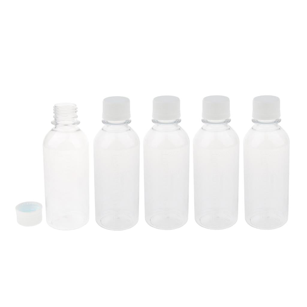 5 Pieces Heavy Duty Reagent Bottles, Sterile Jars Leakproof, Cups Screw ...