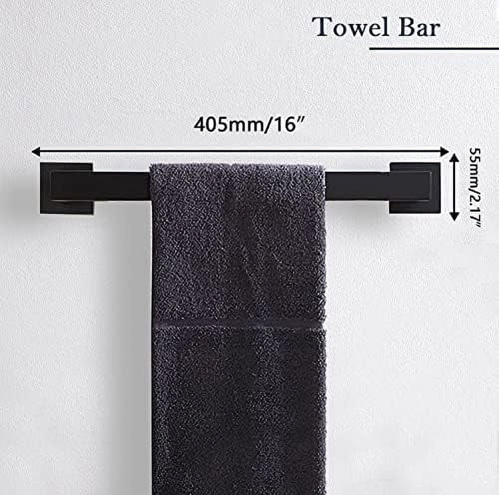 5-Pieces Matte Black Bathroom Hardware Accessories Set, SUS304 ...